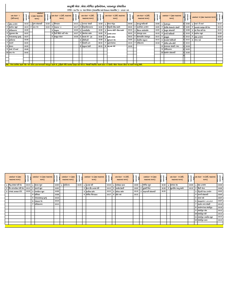 Dairy-Ahm Bus Fee List-2025-26 Secondary - Timing | PDF