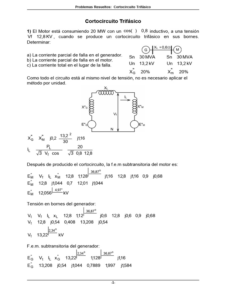 Problemas Resueltos Cortocircuito Trifasico | PDF | Ingeniería de Edificación | Poder (Física)