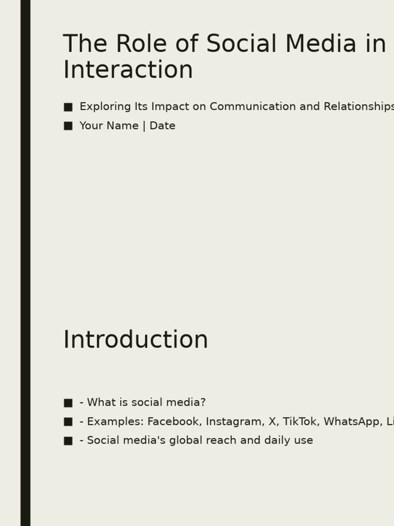 Role of Social Media in Social Interaction | PDF