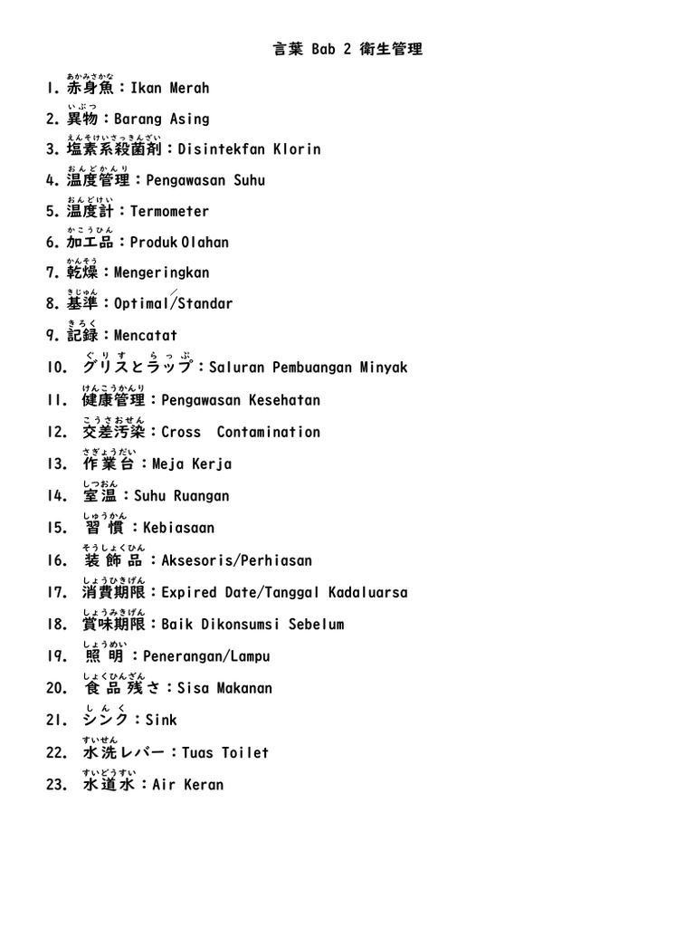 Kotoba Eisei Kanri Bab 2 | PDF