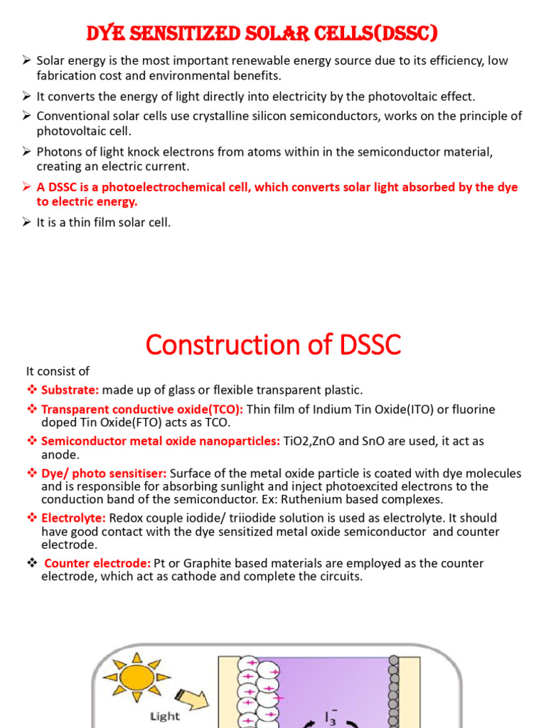 Dye Sensitized Solar Cells (DSSC) | PDF | Capacitor | Solar Cell