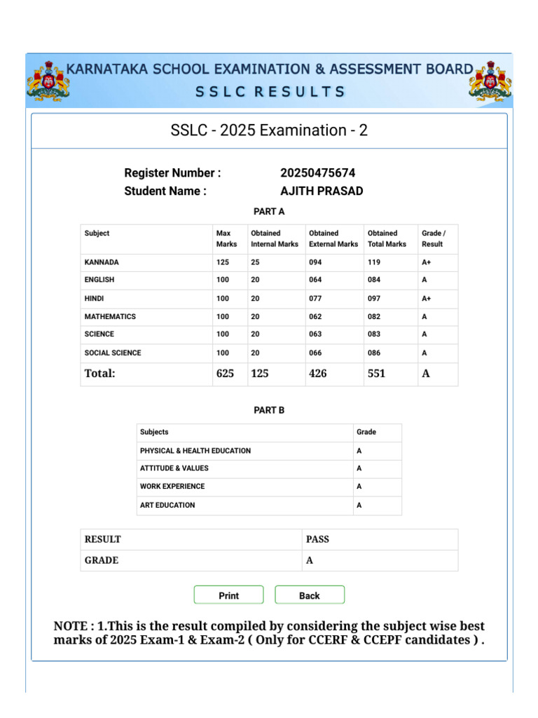SSLC - 2025 Exam - 2 Result | PDF