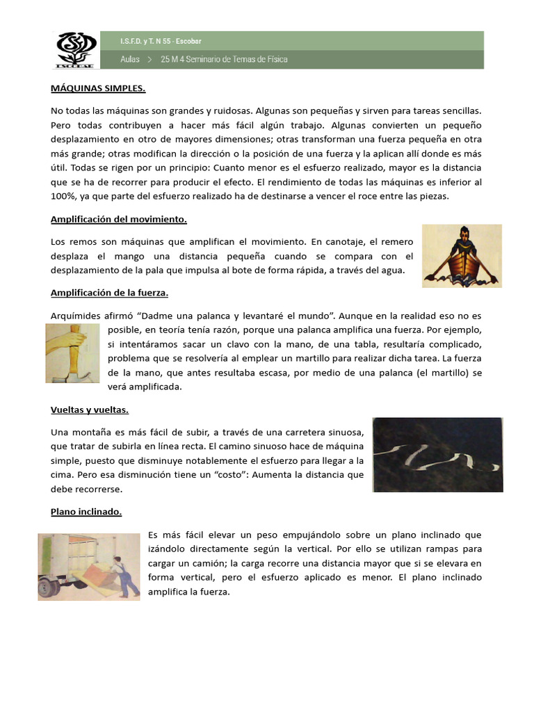 Maquinas Simples y Complejas | PDF | Engranaje | Palanca