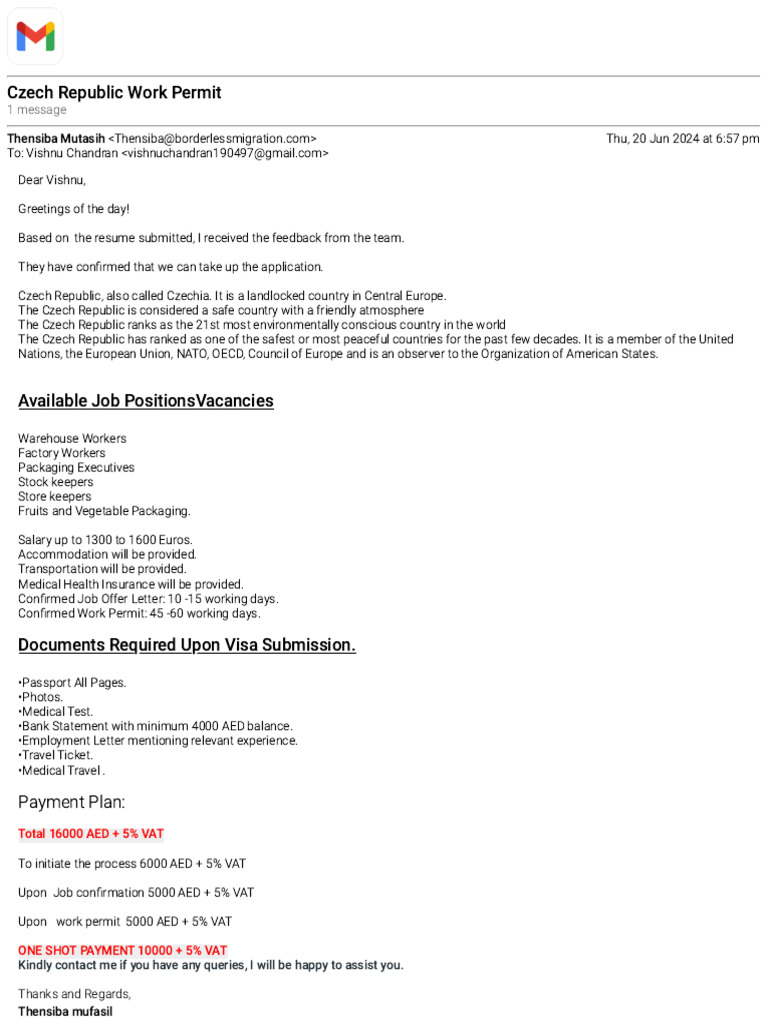 Czech Republic Work Permit Process | PDF | Czech Republic