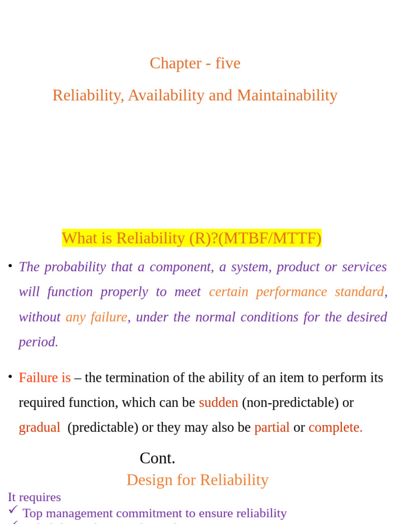 Reliability, Availability and Maintainability Chapter 5 | PDF | Reliability Engineering ...