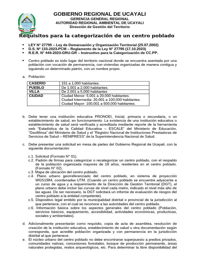Requisitos Para Categorizacion de Ccpp | PDF | Los bosques