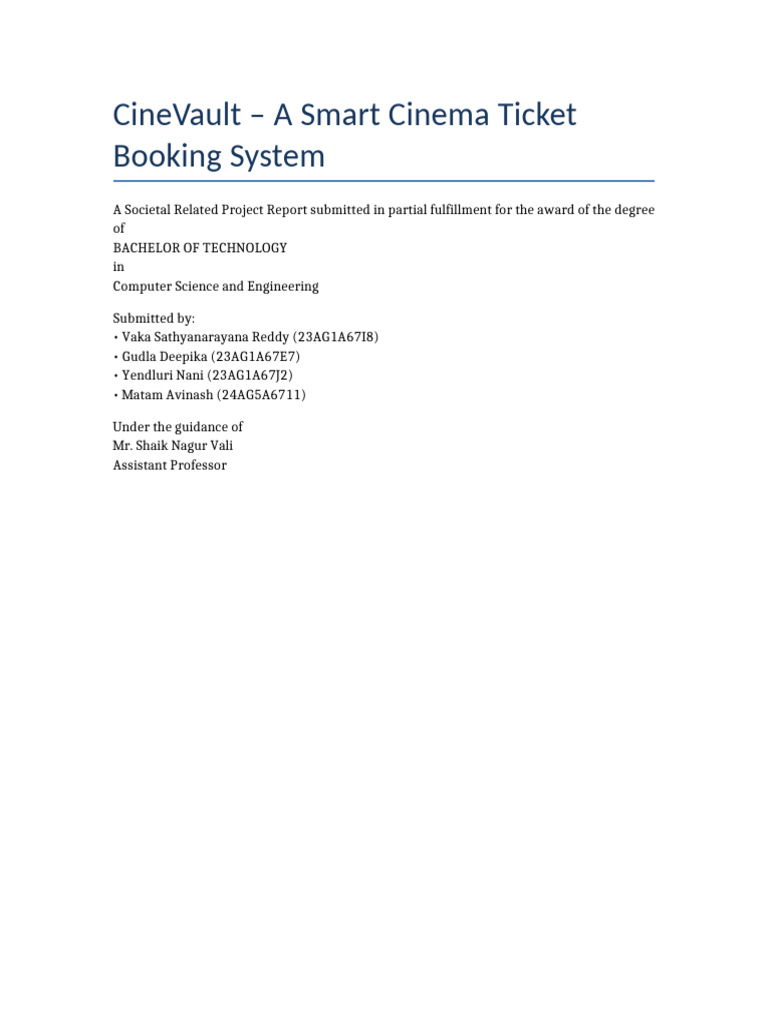 CineVault Project Documentation | PDF | Computer Science | Software ...