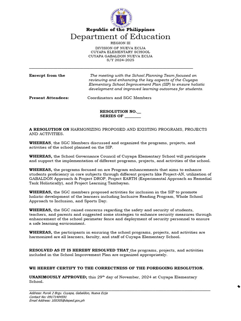 (SGC) Resolution - Harmonize Proposed and Existing Programs, Projects ...