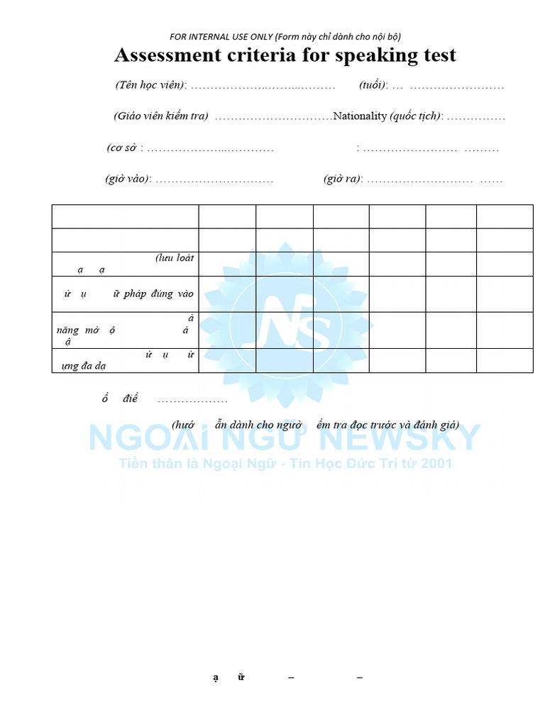 Assesment Criteria For English Test 2207 | PDF