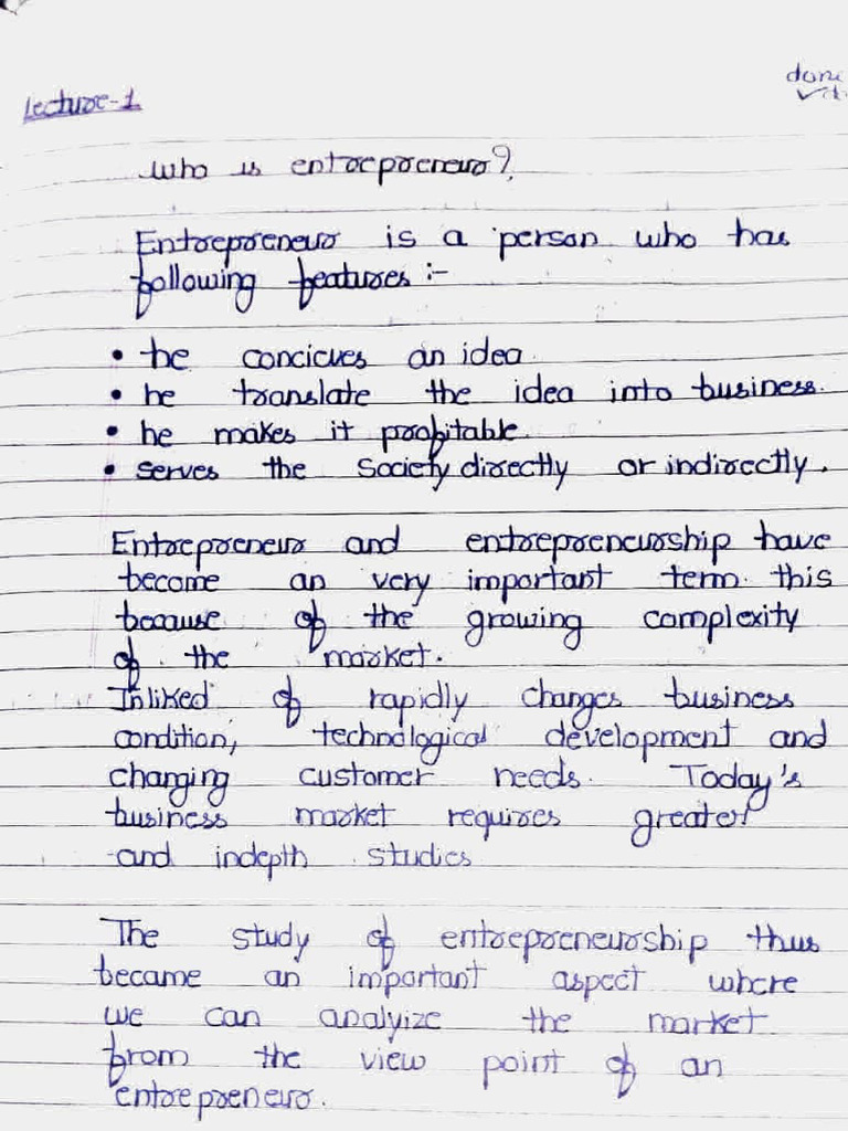 Business Entrepreneurship Notes | PDF