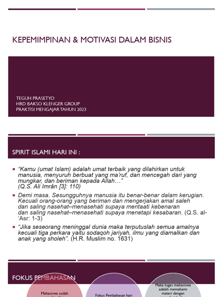Materi Kepemimpinan - Teguh Prasetyo | PDF