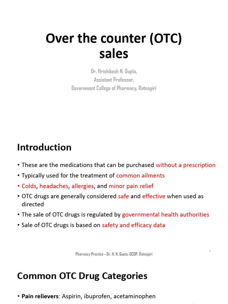 OTC Sales and Pharmacist's Role | PDF | Over The Counter Drug | Pharmacy