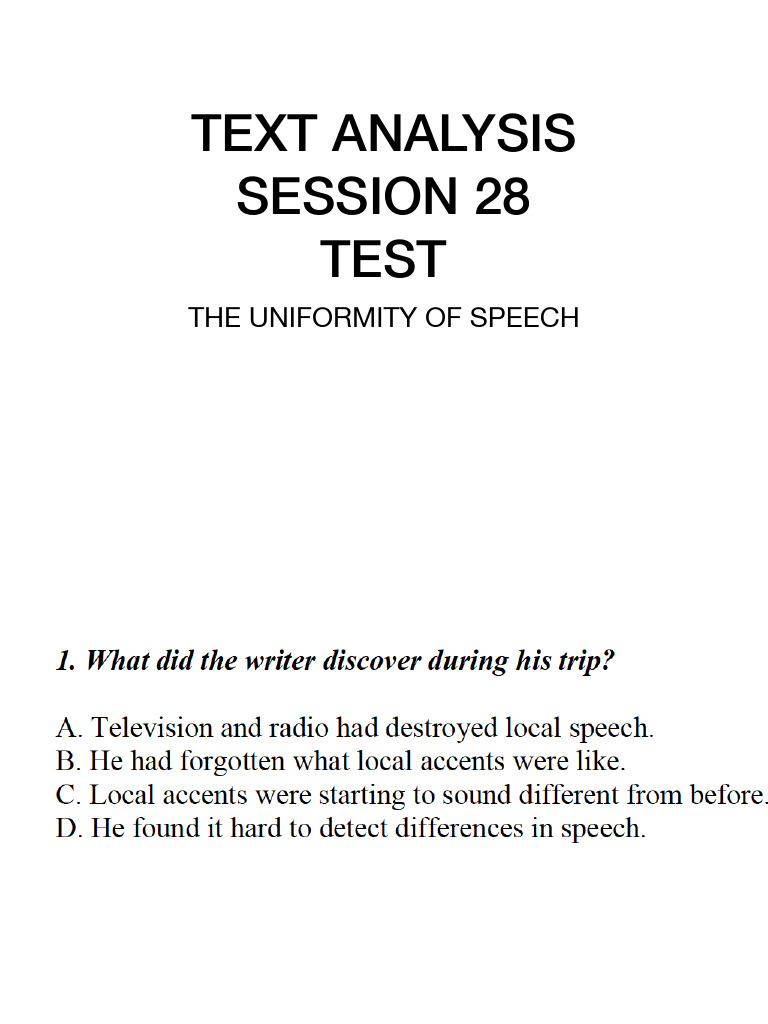 Text Analysis Exam Session 28 Key | PDF