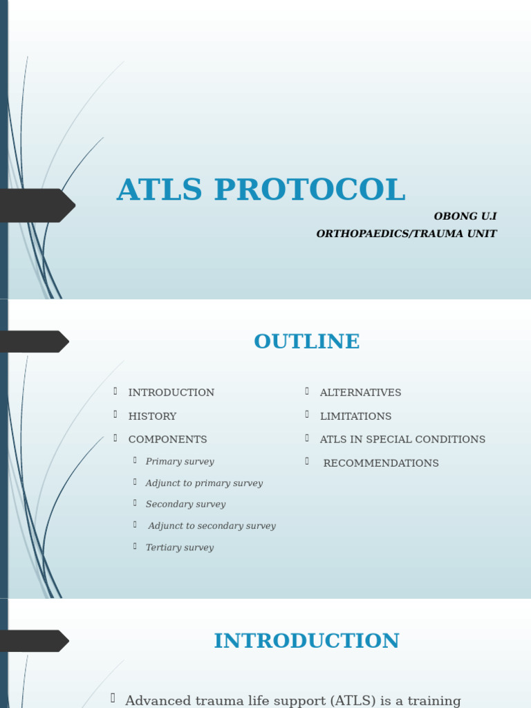 Atls Protocol Autosaved | PDF | Clinical Medicine | Medical Specialties