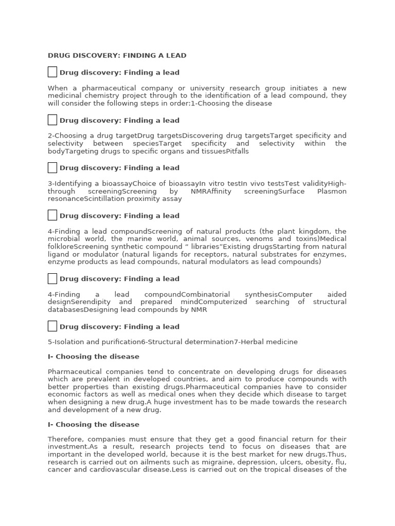 Drug Discovery: Lead Compound Identification | PDF | Natural Products ...