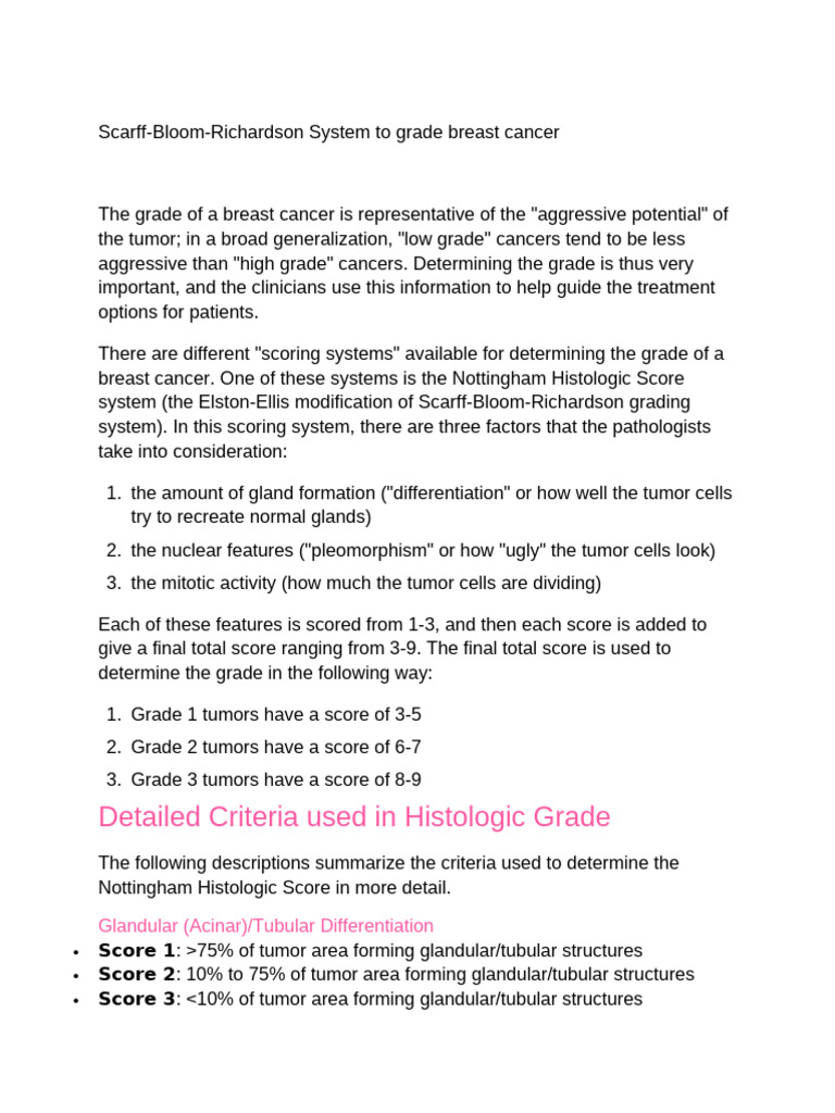 Scarff Method of Grading Breast Cancer | PDF | Cancer | Breast Cancer