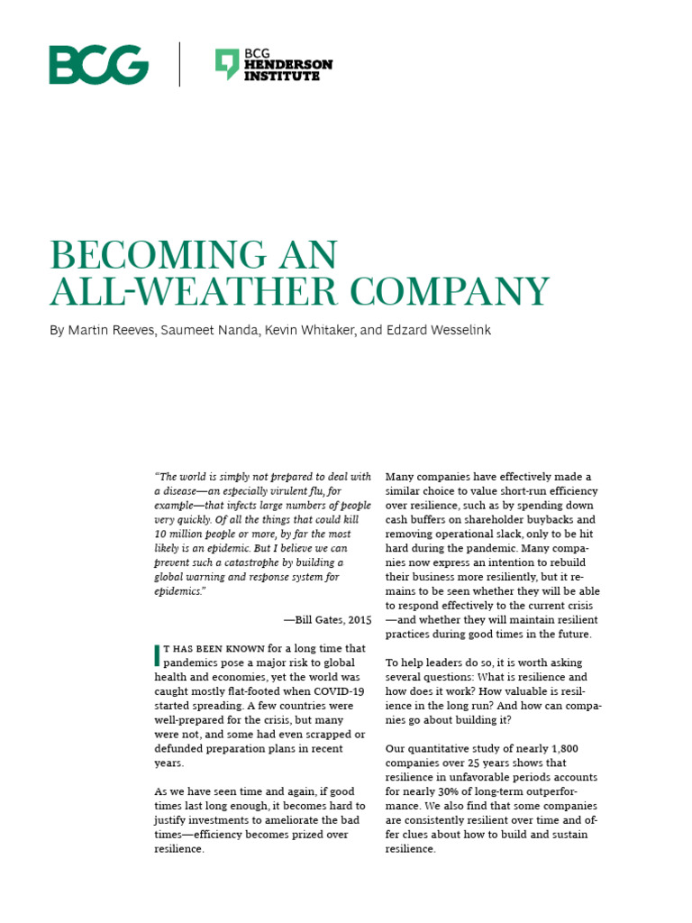 Becoming An All-Weather Company | PDF | Psychological Resilience ...