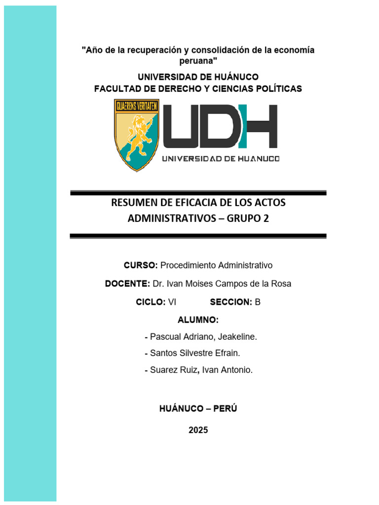 Eficacia de Actos Administrativos en Perú | PDF | Debido al proceso ...