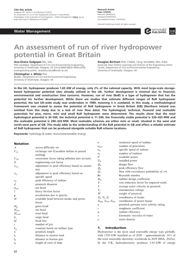 An Assessment of Run of River Hydropower Potential in Great Britain ...