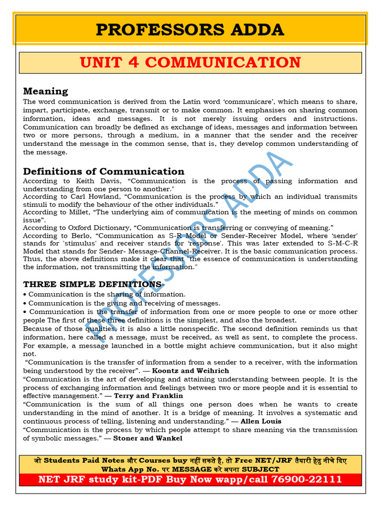 Communication UNIT 4 HARD | PDF | Communication | Cognition