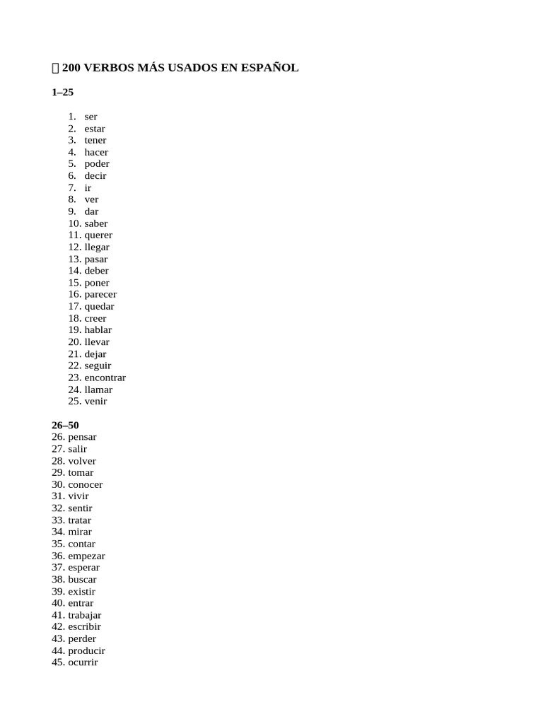 200 Verbos Comunes en Español | PDF