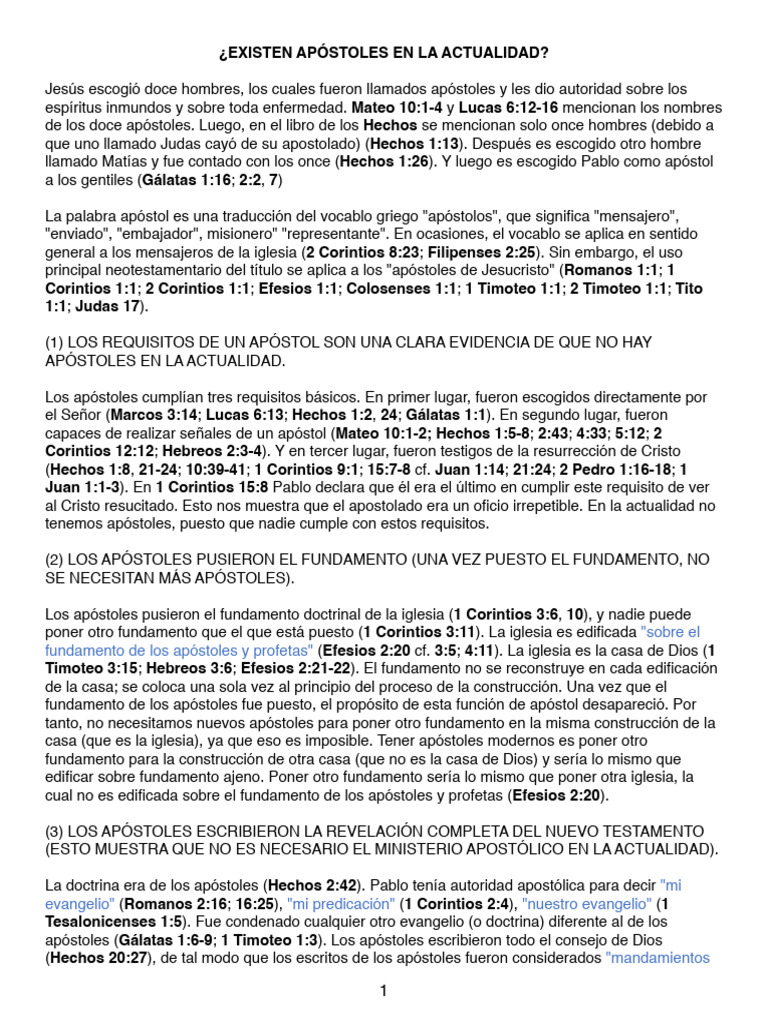 Apóstoles en la Actualidad: Realidad o Ficción | PDF | Apóstol | Pablo ...