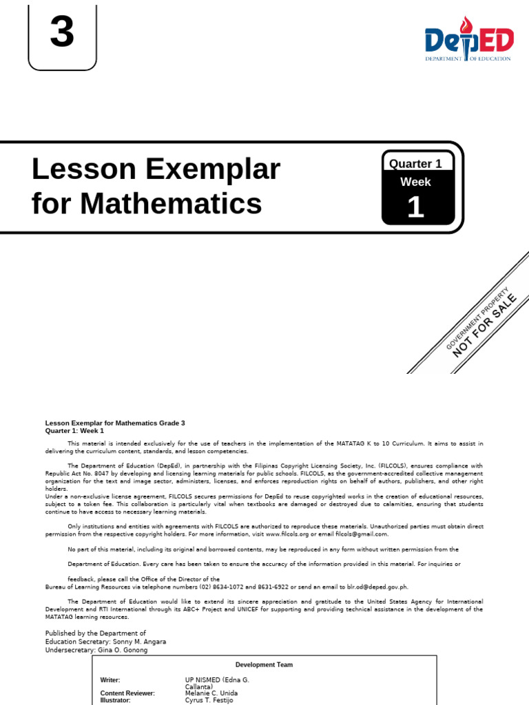 LE Math3 Q1 Wk1 For Signoff | PDF | Area | Rectangle