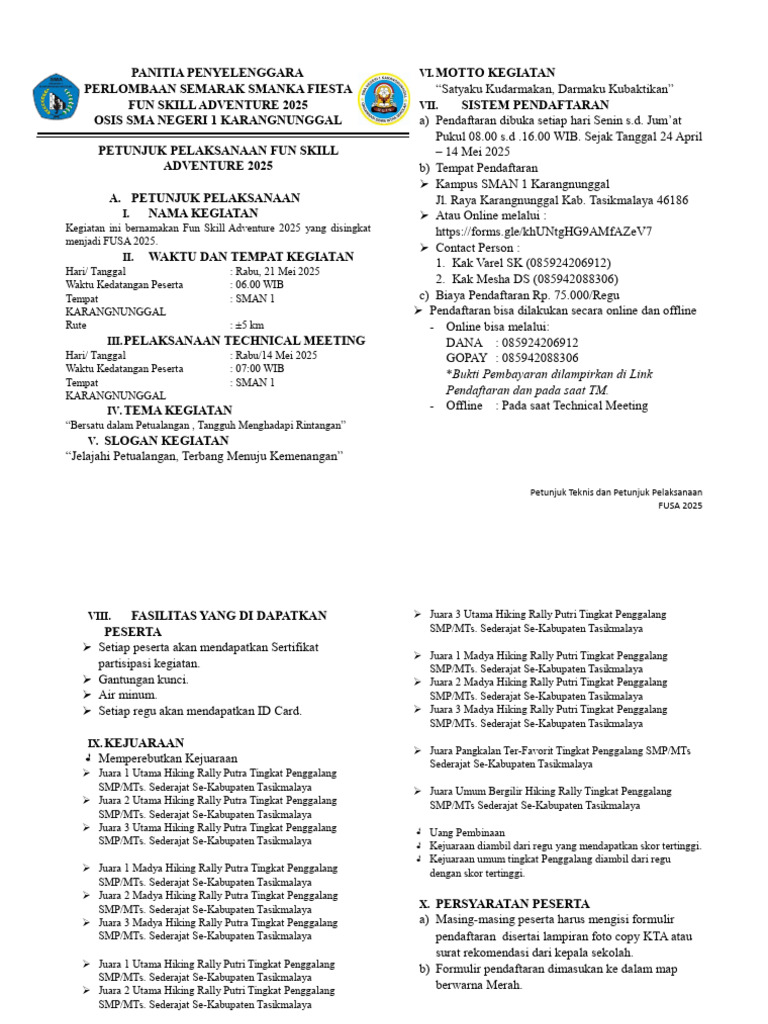 JUKLAK & JUKNIS Hasil Technical Meeting FUSA 2025 | PDF