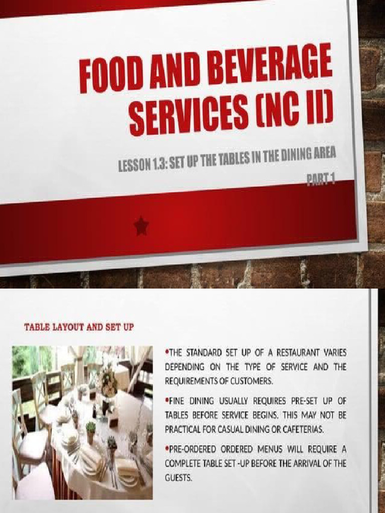 Fbs-Set-Up Tables in The Dining Area | PDF