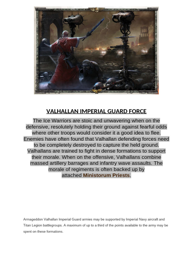 Valhallan Imperial Guard Army Overview | PDF | Company (Military Unit ...