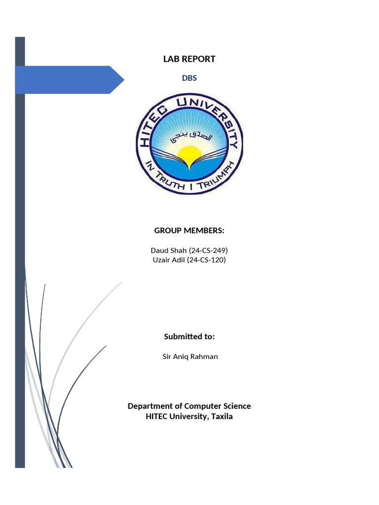 Dbs Lab Report 1 | PDF