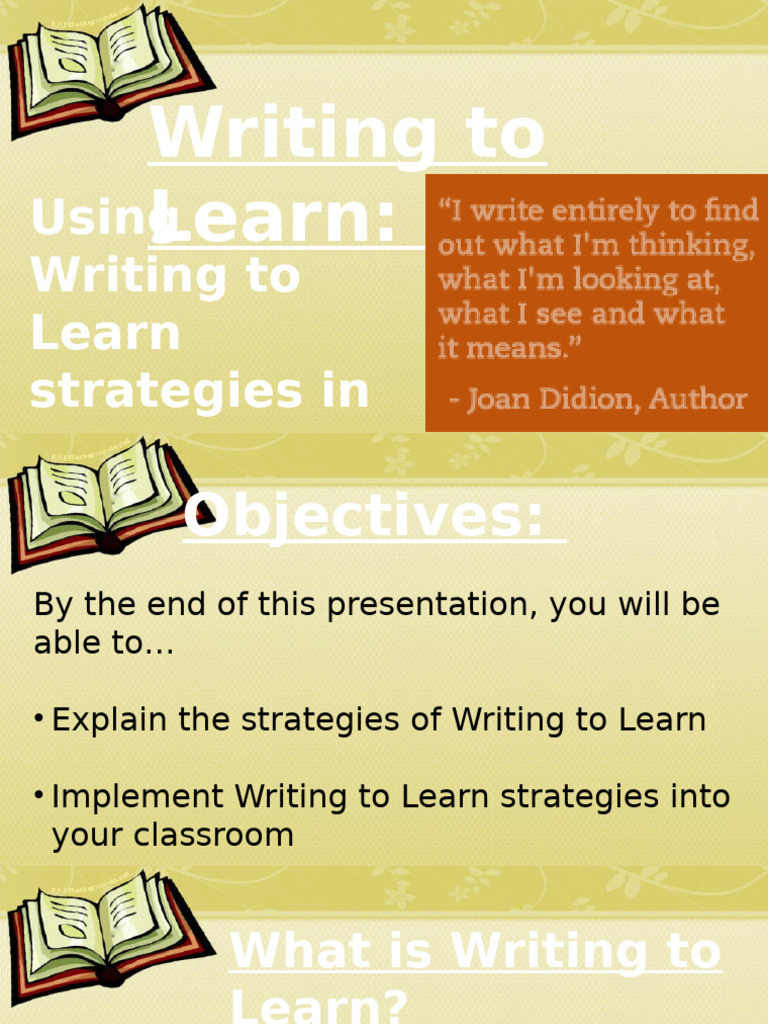 Writing To Learn Strategies | PDF | Knowledge | Essays