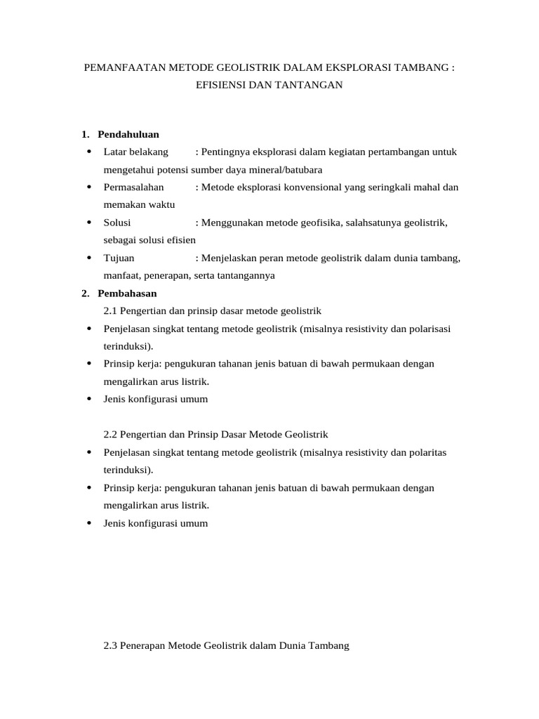 Pemanfaatan Metode Geolistrik Dalam Eksplorasi Tambang | PDF