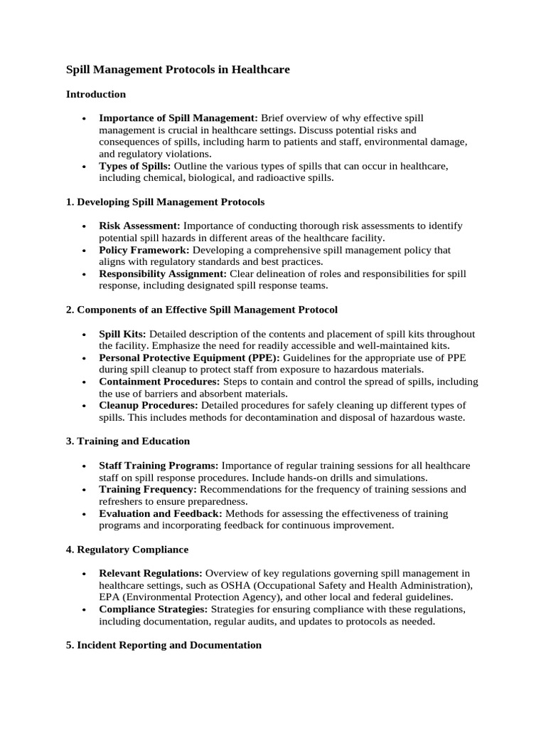 Spill Management Protocols in Healthcare | PDF | Health Care | Risk