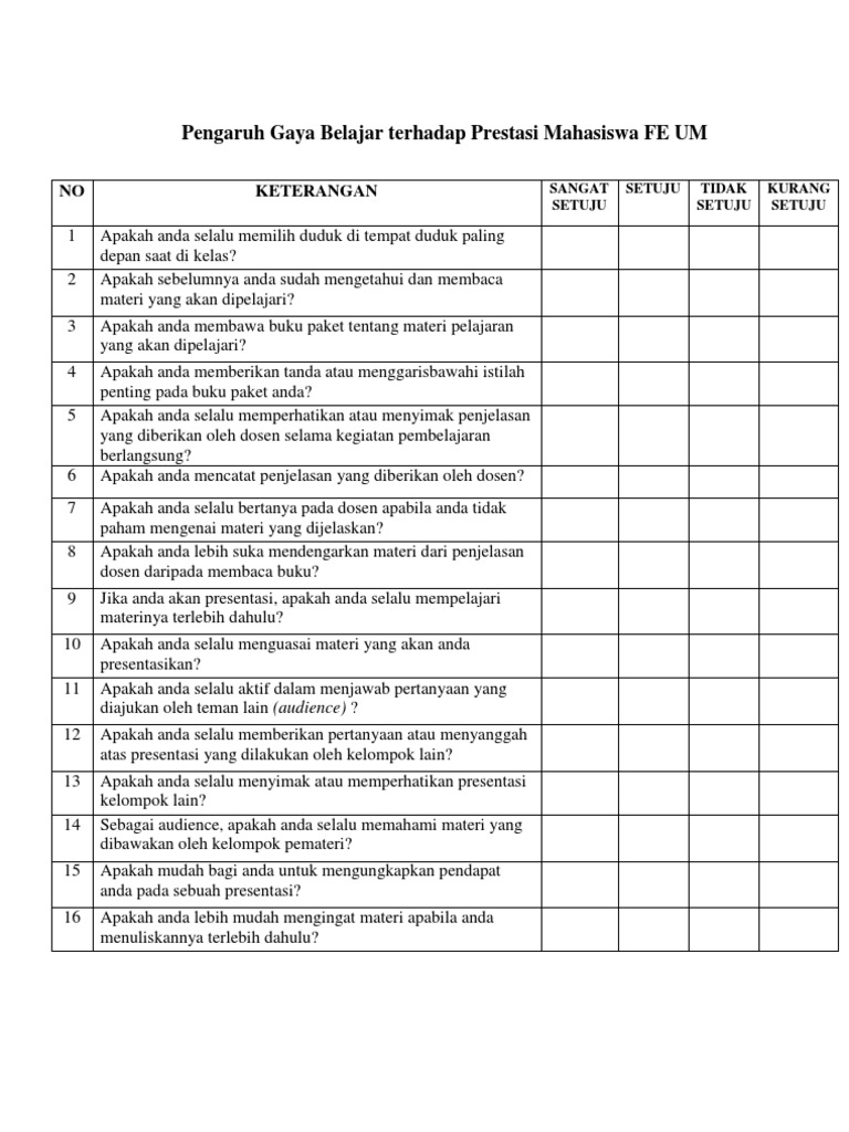 Contoh Kuesioner Penelitian Kualitatif Pdf - Aneka Contoh