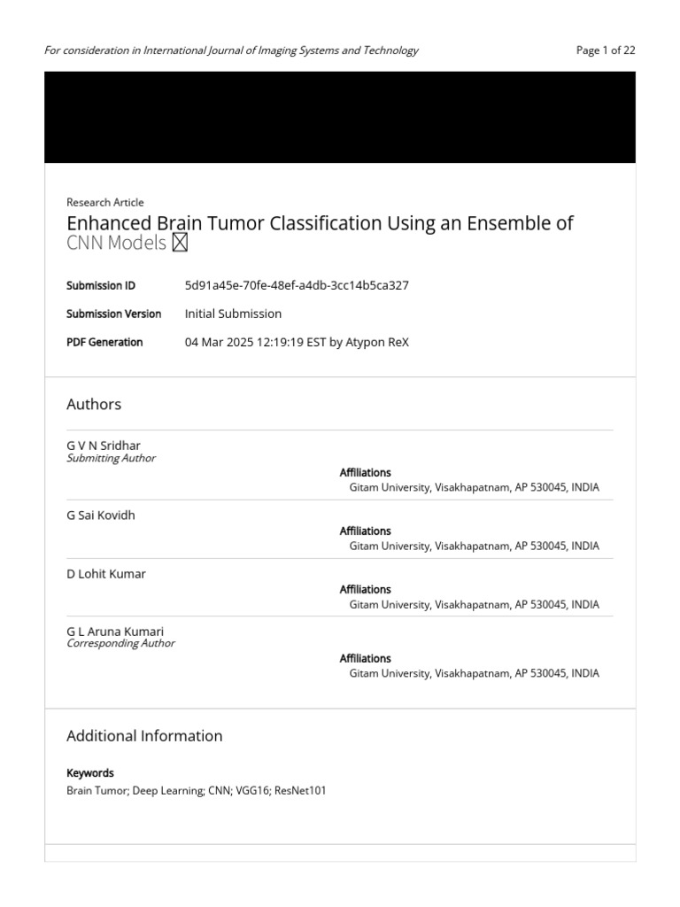 Enhanced Brain Tumor Classification Using An Ensemble Of: CNN Models | PDF | Brain Tumor ...