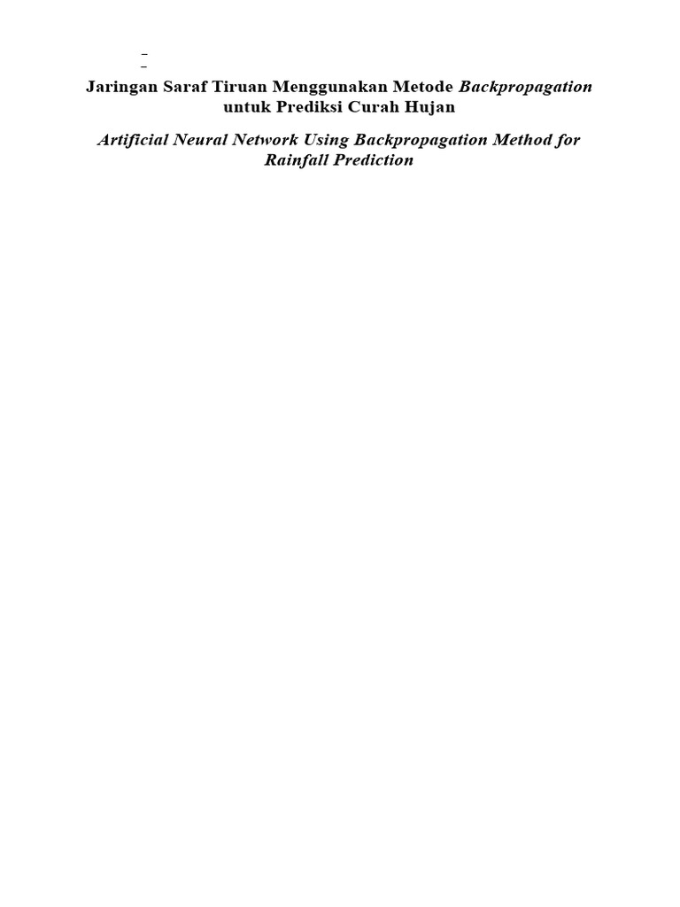 Jaringan Saraf Tiruan Menggunakan Metode Backpropagation - Untuk Prediksi Curah Hujan | PDF