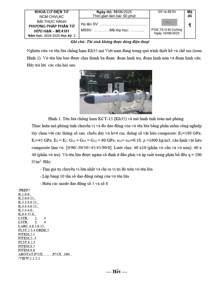 Bai Kiem Tra Thuc Hanh PTHH 20242 | PDF