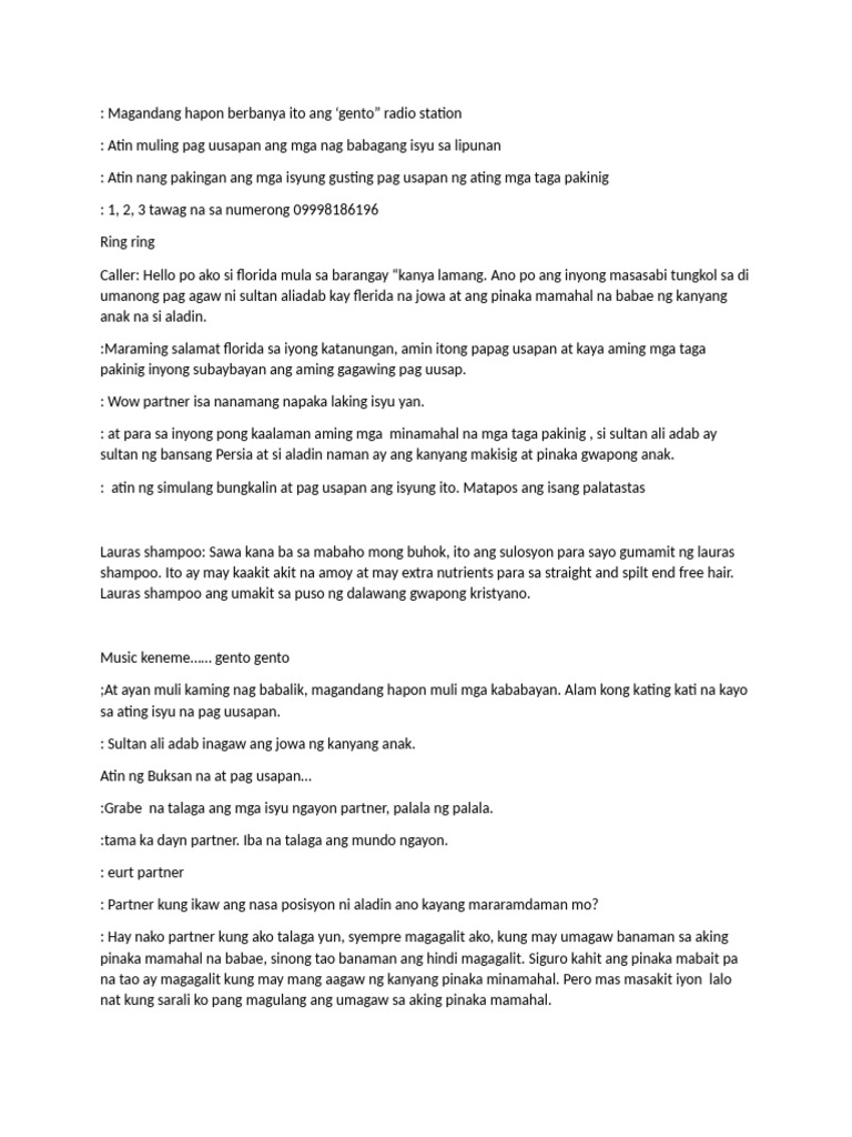 Radio Broad Casting Script | PDF