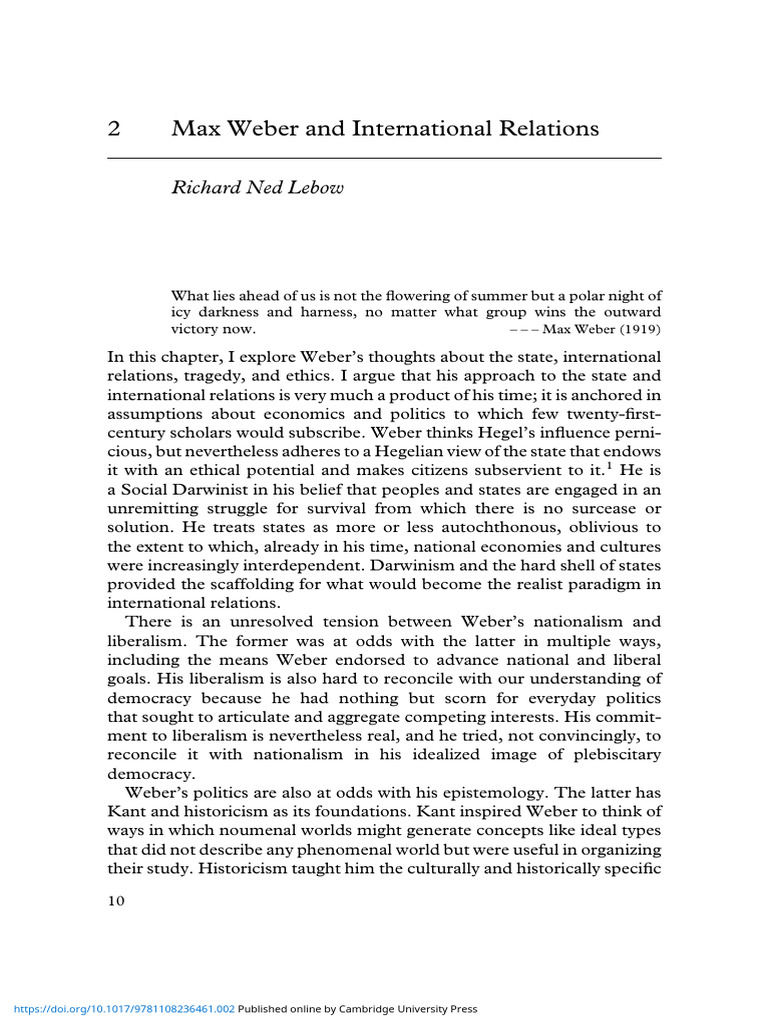 Max Weber's Impact on International Relations | PDF | Max Weber ...