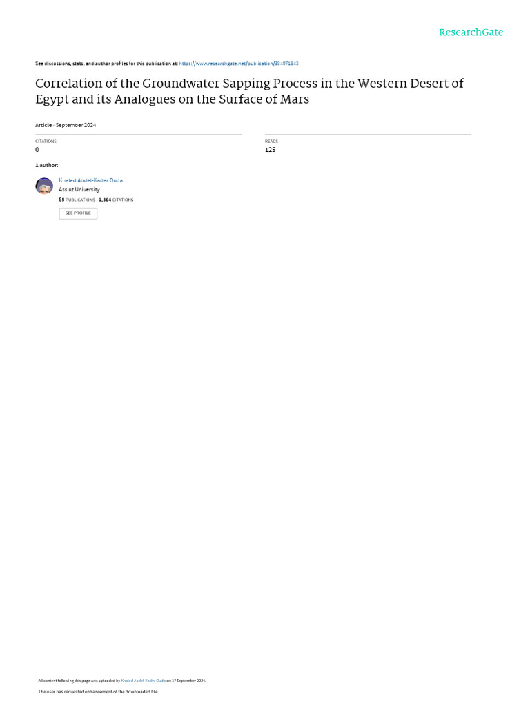 2024 Correlation of The Groundwater Sapping Process in The Western ...