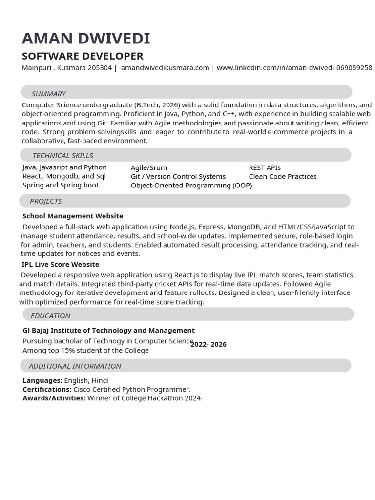 Aman Resume | PDF