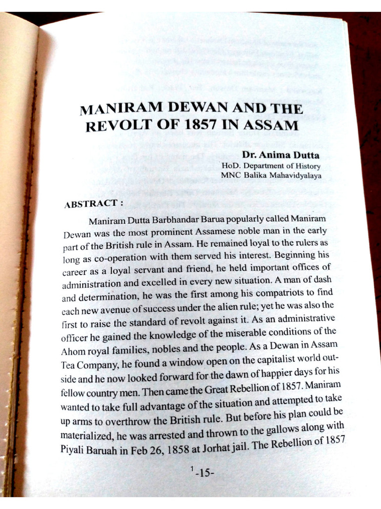 Maniram Dewan Discovery of Tea | PDF