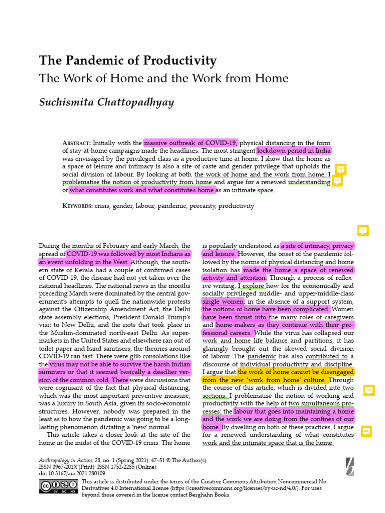 The Work of Home and The Work From Home. | PDF