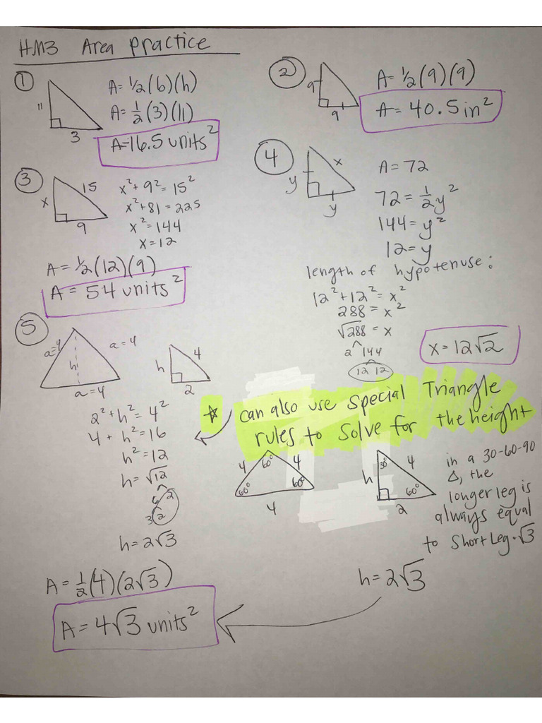 Hm3 Area Practice HW After Test 3 | PDF