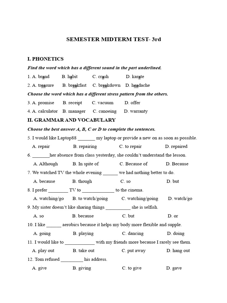 Phonetics and Grammar Midterm Test | PDF | Blues | Jazz
