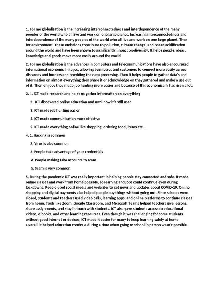 Module 8 Ict, Globalization, Impacts and Issues | PDF