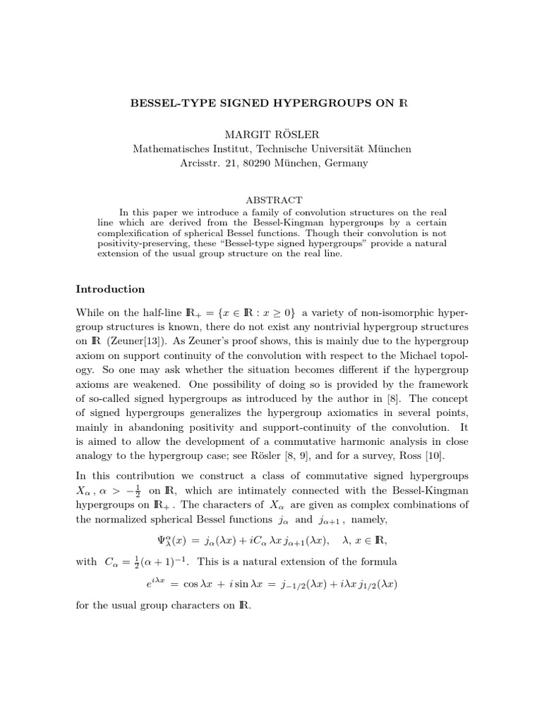Bessel-Type Signed Hypergroups On Ir | PDF | Mathematics | Mathematical Objects