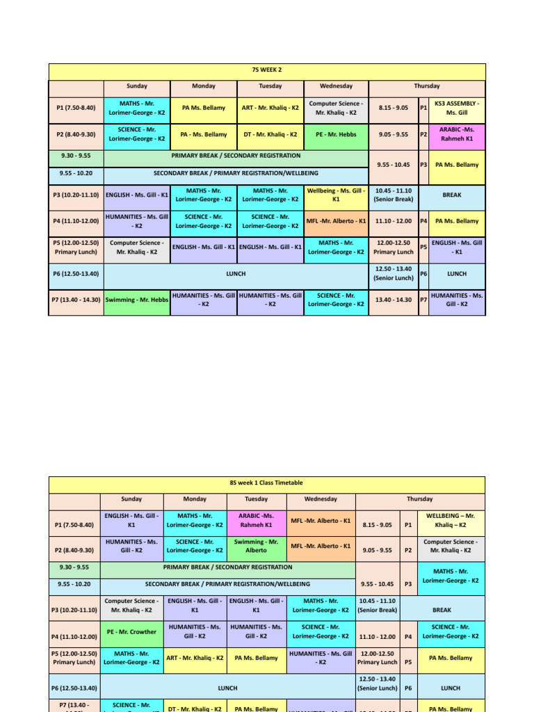 Year 8 Time Table OK | PDF