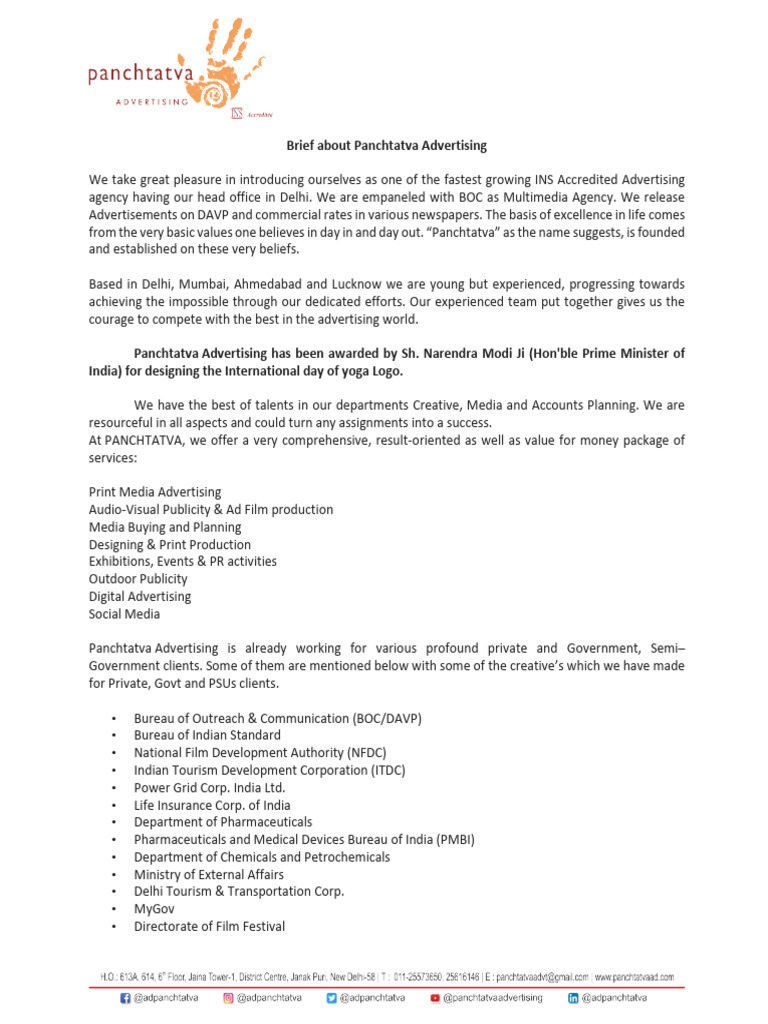 Company Profile of Panchtatva | PDF